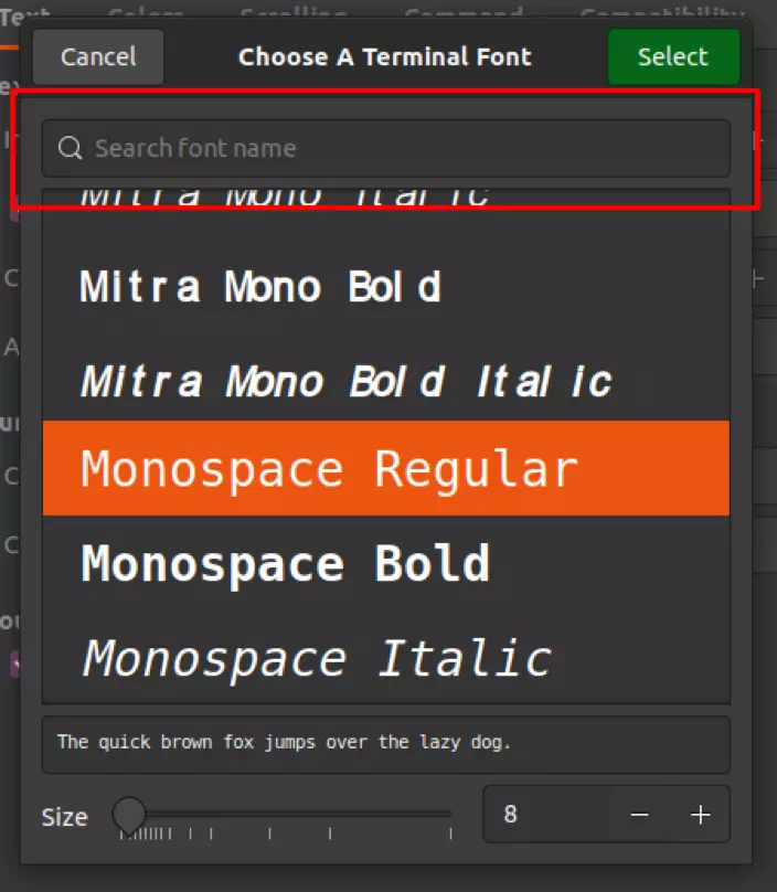 Jinsi ya kubadilisha saizi ya herufi ya terminal katika Ubuntu 12891_8