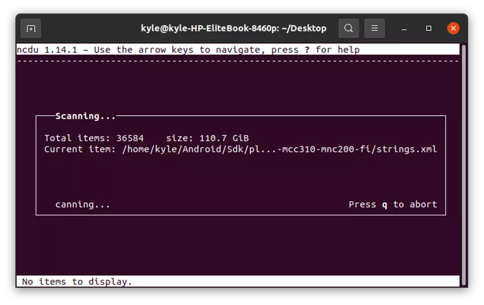 Disk အသုံးပြုမှုကို ခွဲခြမ်းစိတ်ဖြာပြီး ခြေရာခံရန် Linux တွင် ncdu ကိုအသုံးပြုနည်း 128_4