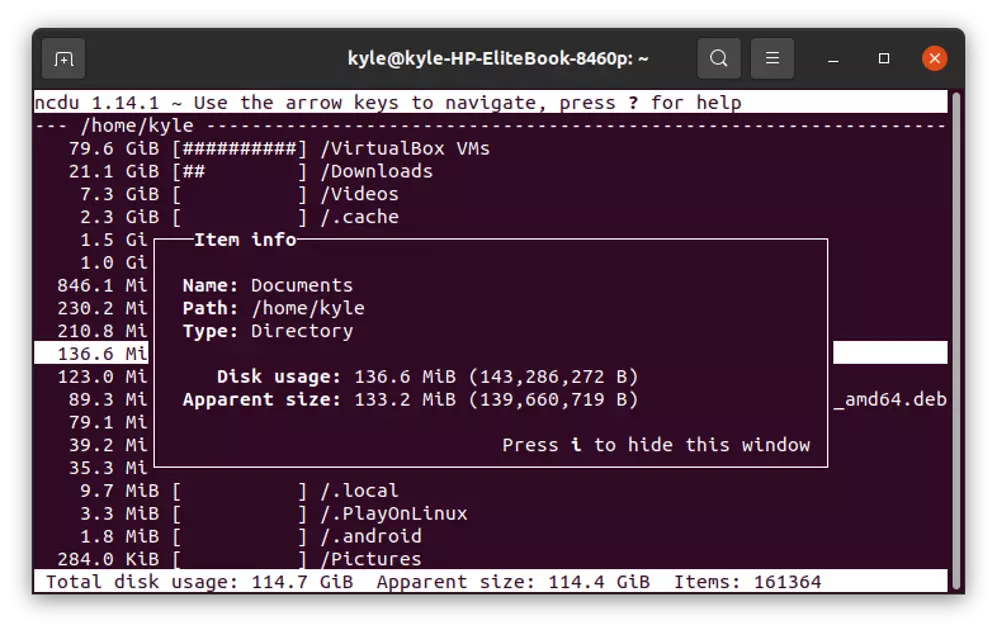 Comment utiliser ncdu sous Linux pour analyser et suivre l'utilisation du disque 128_5