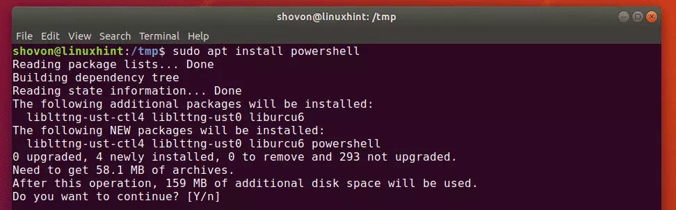 Бо PowerShell дар Ubuntu насб кунед ва оғоз кунед 12900_7