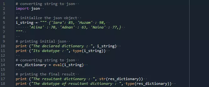 Ṣe iyipada Okun kan si JSON Python 12914_3