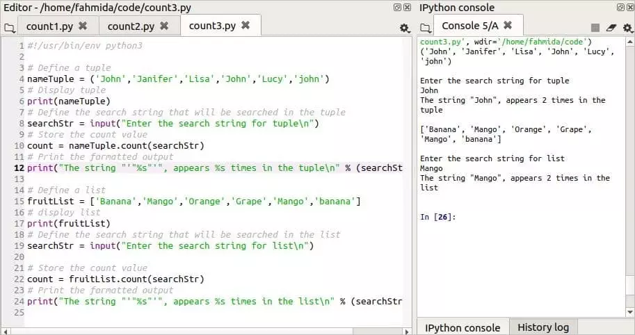 วิธีใช้วิธีนับ () ใน python 12950_3