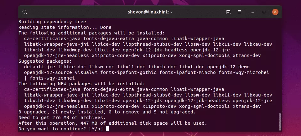 Unsaon Pag-instalar sa JDK 12 sa Ubuntu 19.04 12998_4