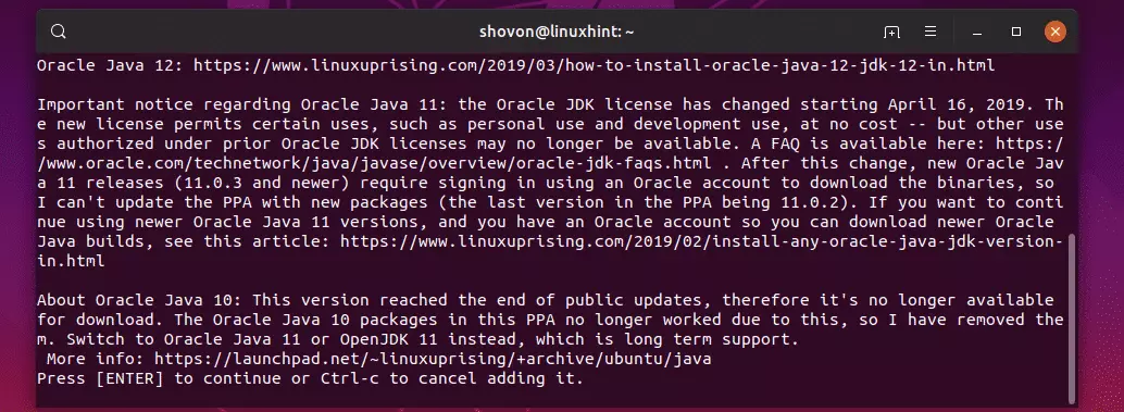 Kuidas installida JDK 12 Ubuntu 19.04 12998_8
