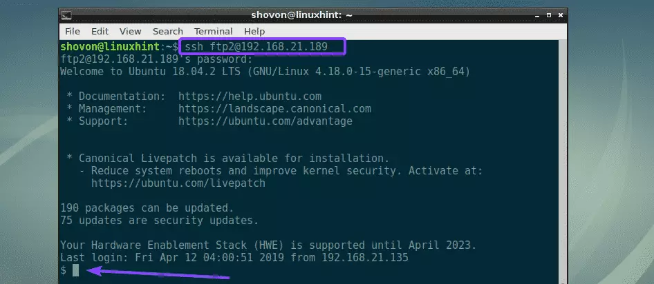 Kumaha Nyetél Server FTP sareng ProFTPd dina Ubuntu 18.04 LTS 13000_15