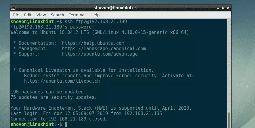 Kumaha Nyetél Server FTP sareng ProFTPd dina Ubuntu 18.04 LTS 13000_19