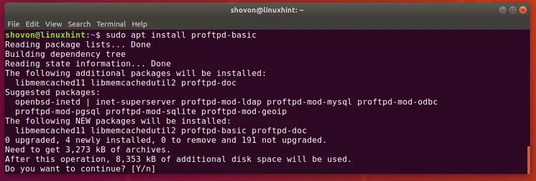 Kumaha Nyetél Server FTP sareng ProFTPd dina Ubuntu 18.04 LTS 13000_3