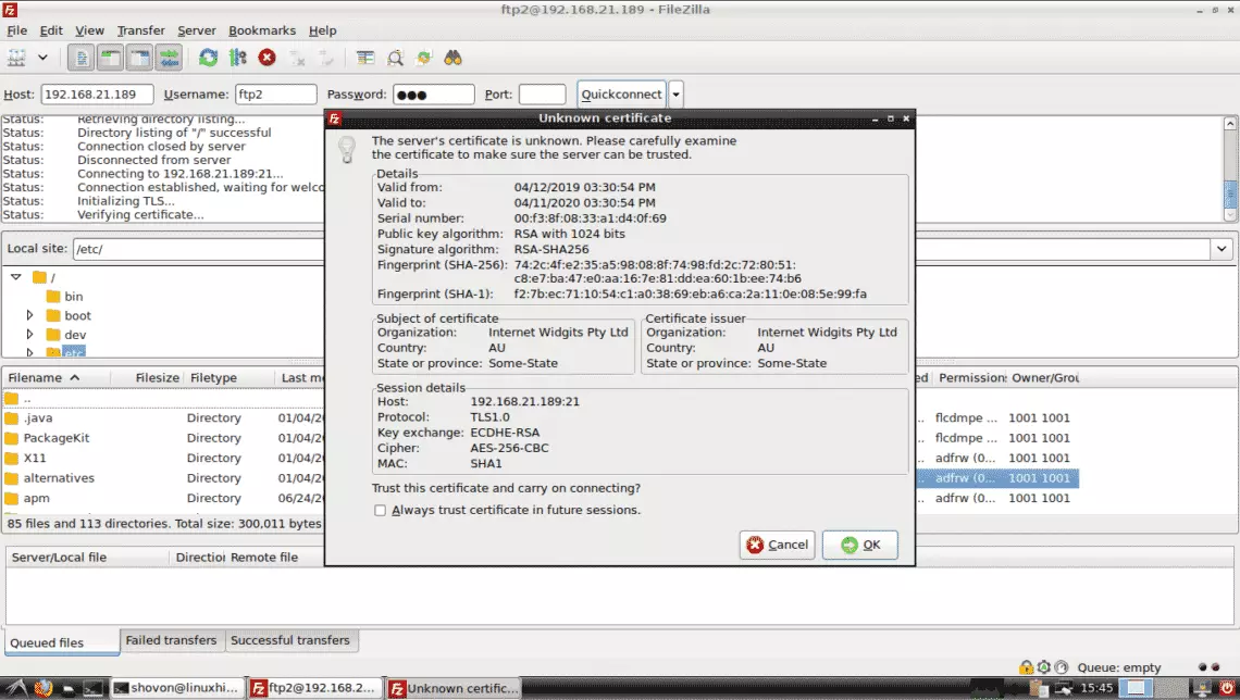 Kumaha Nyetél Server FTP sareng ProFTPd dina Ubuntu 18.04 LTS 13000_35