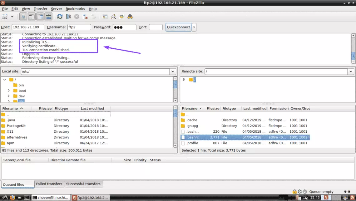 Kumaha Nyetél Server FTP sareng ProFTPd dina Ubuntu 18.04 LTS 13000_36