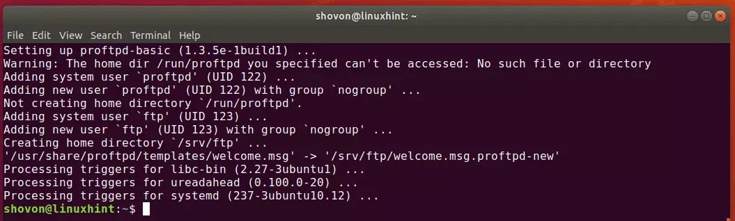 Kumaha Nyetél Server FTP sareng ProFTPd dina Ubuntu 18.04 LTS 13000_4