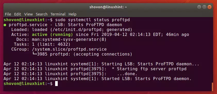 Kumaha Nyetél Server FTP sareng ProFTPd dina Ubuntu 18.04 LTS 13000_6