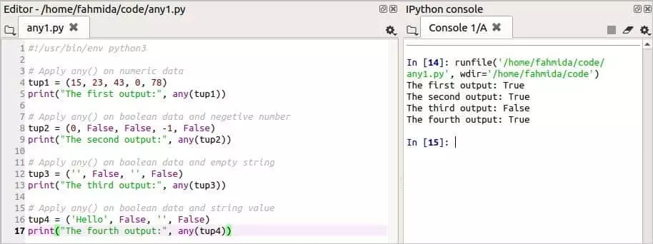 Python any () funksje gebrûk 13039_2