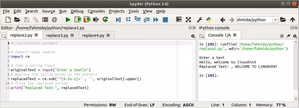 ئەندىزە ئارقىلىق Python String ئالماشتۇرۇش 13045_2