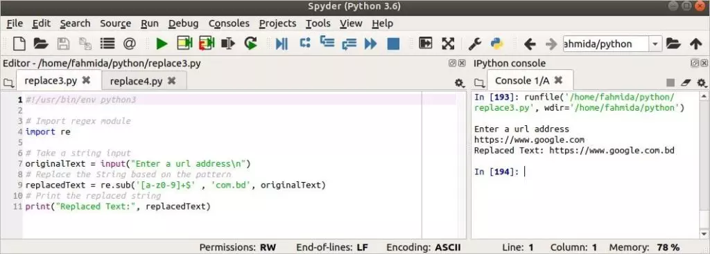 ئەندىزە ئارقىلىق Python String ئالماشتۇرۇش 13045_3