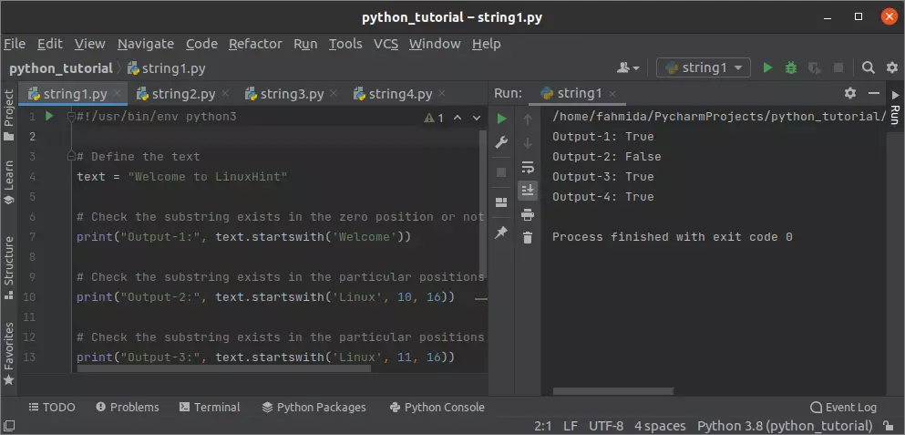 Python String bilan boshlanadi va u bilan tugaydi 13046_1