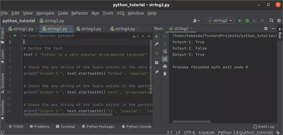 Python 문자열은 다음으로 시작하고 끝납니다. 13046_2