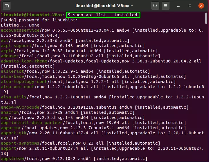 Paano Maglista ng Mga Naka-install na Package sa Ubuntu 13087_1