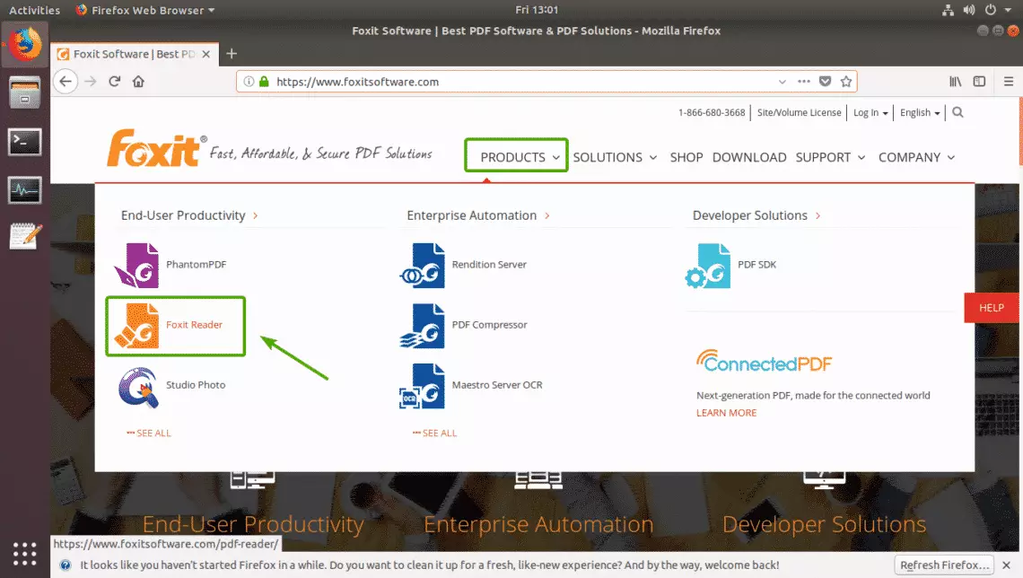 Hoe om Foxit Reader op Ubuntu te installeer 13118_1