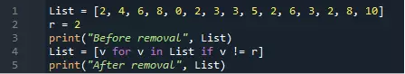 Python Жагсаалтаас бүх тохиолдлуудыг устгана уу 13144_3