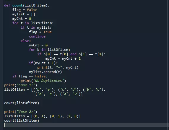 Python Count Duplikat fil-Lista