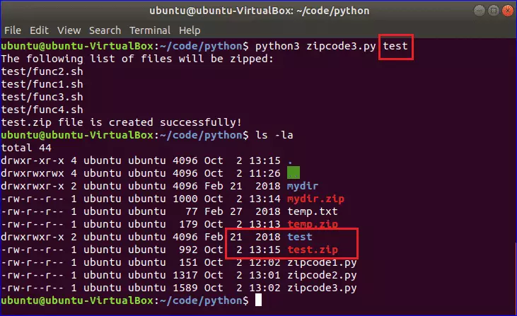 Gunakake python kanggo zip file lan direktori 13224_3