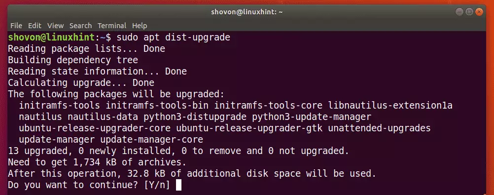 ອັບເກຣດ Ubuntu 18.04 LTS ເປັນ 18.10 13247_17