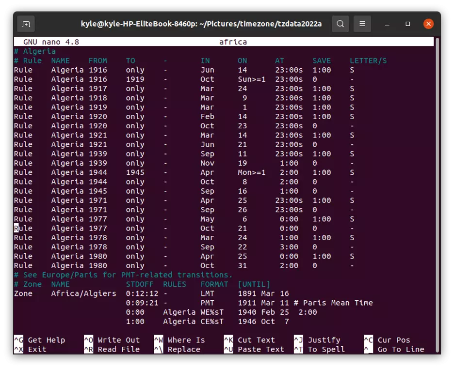 Користење на компајлер за временска зона Zic во Linux 132_5
