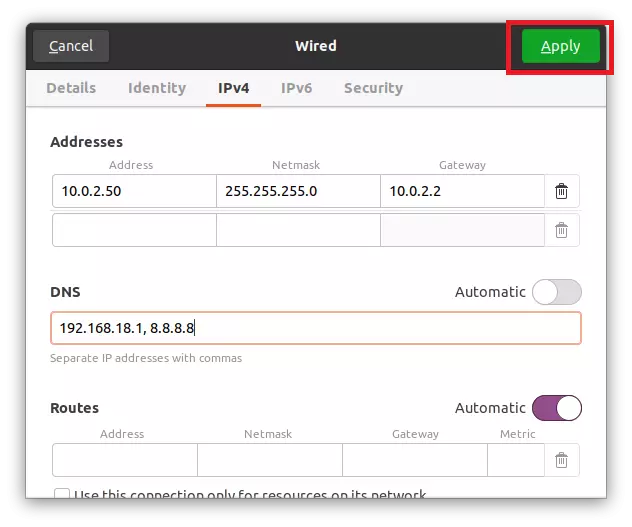 Conas a athrú ó DHCP go Seoladh IP Statach i Ubuntu 20.04? 13312_10
