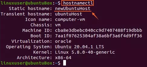 Ինչպես փոխել հյուրընկալողի անունը Ubuntu 20.04-ում 13316_3