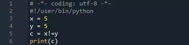 ប្រតិបត្តិករ Python មិនស្មើគ្នា