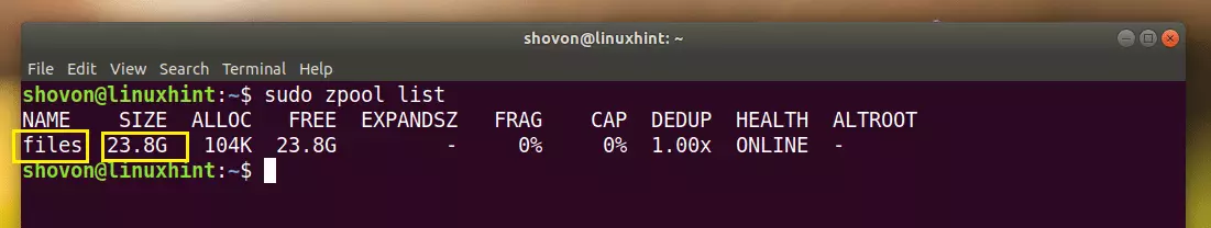 Wụnye sistemụ faịlụ ZFS na Ubuntu 18.04 LTS 13366_13