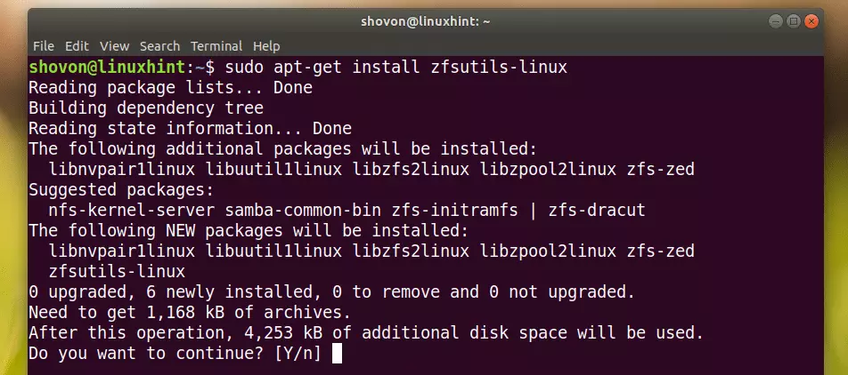 Wụnye sistemụ faịlụ ZFS na Ubuntu 18.04 LTS 13366_7