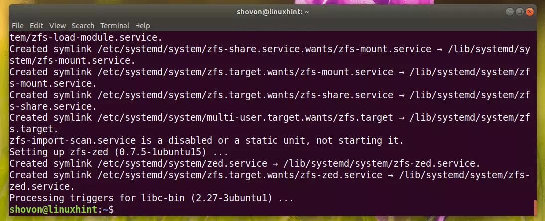 Ubuntu 18.04 LTS-də ZFS Fayl Sistemini quraşdırın 13366_8