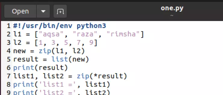 Примери за функцијата Пајтон Zip 13375_4