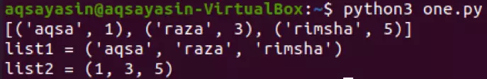 Exemples de fonctions Python Zip 13375_5