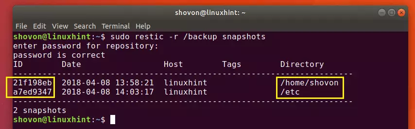 Ahoana ny fametrahana sy fampiasana Restic amin'ny Ubuntu 18.04 13387_22