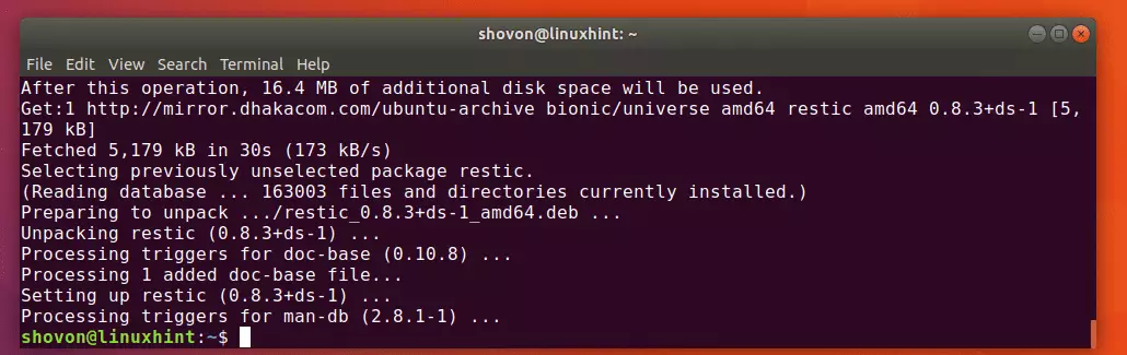 Ahoana ny fametrahana sy fampiasana Restic amin'ny Ubuntu 18.04 13387_4
