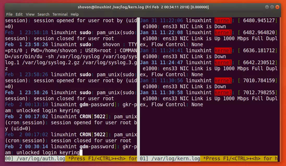 Multitail Ubuntu ကို ထည့်သွင်းပါ။ 13405_12