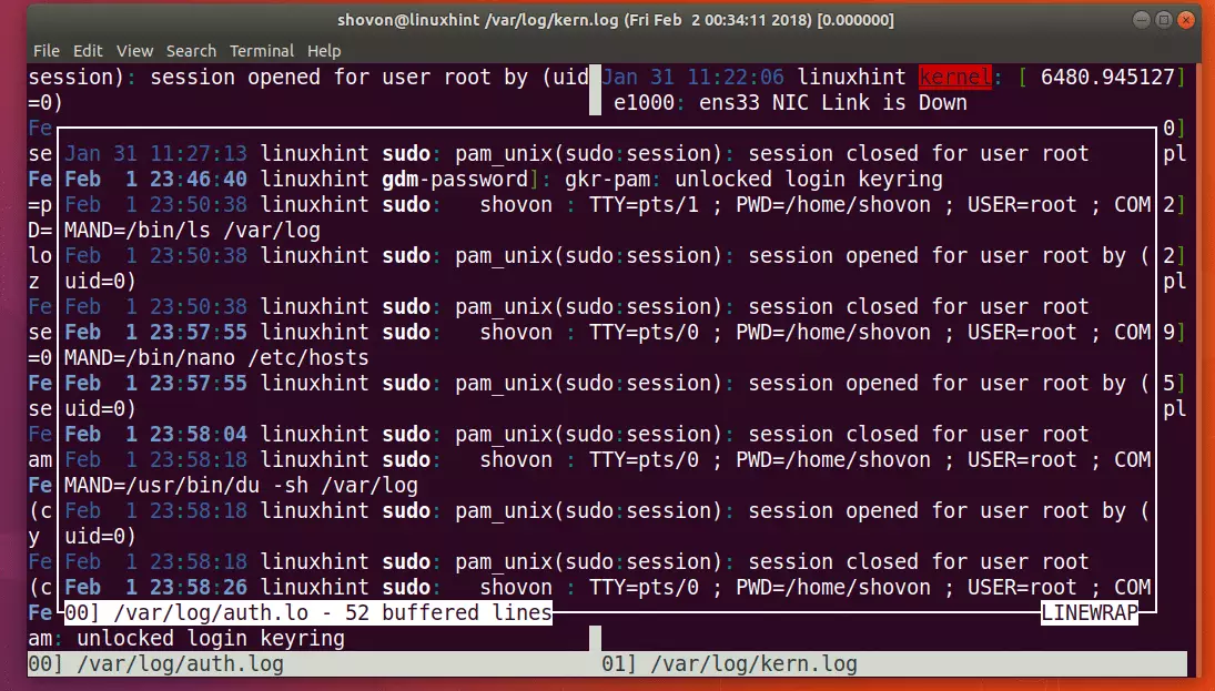 Įdiekite „Multitail Ubuntu“. 13405_14