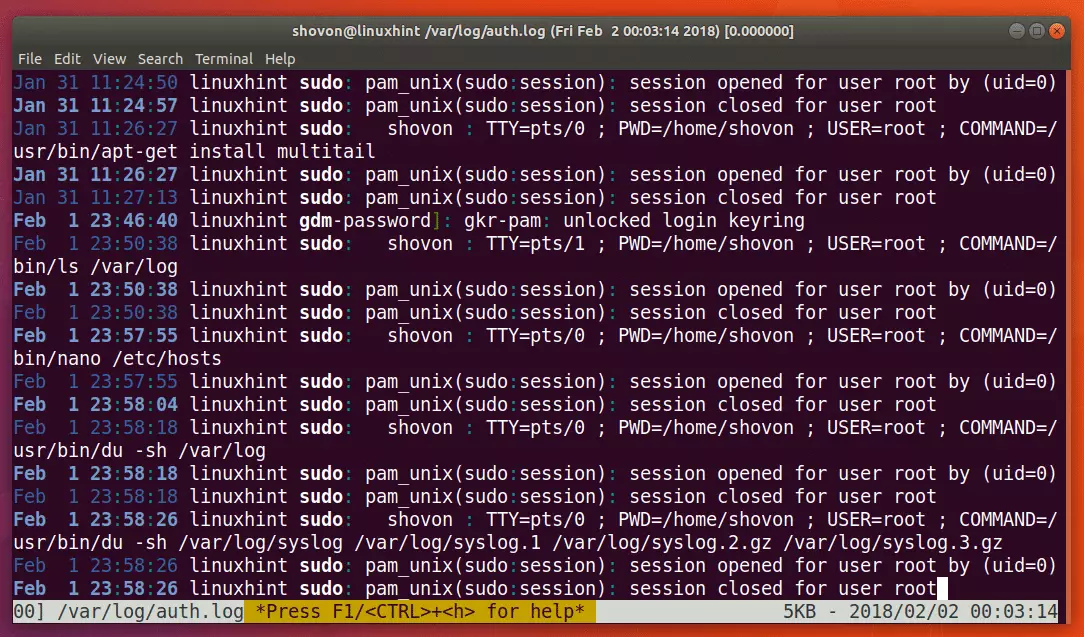 I-install ang Multitail Ubuntu 13405_7