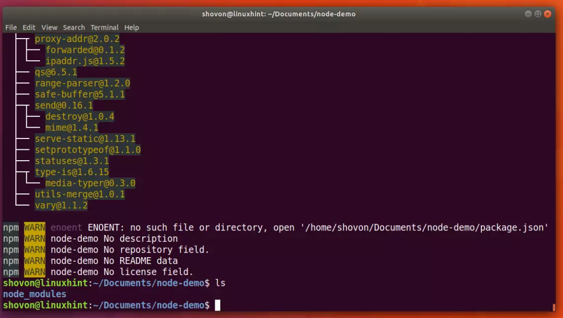 Shyira NPM NodeJS Package Manager kuri Ubuntu 13416_13