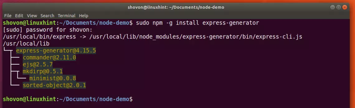 Ubuntu-da NPM NodeJS paket dolandyryjysyny guruň 13416_15