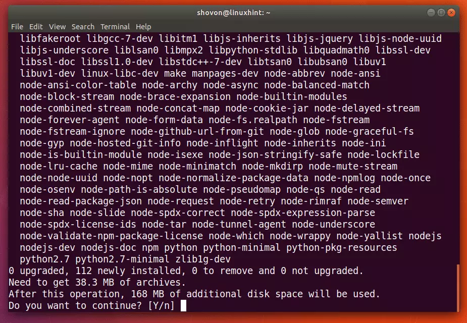 Ubuntu-da NPM NodeJS paket dolandyryjysyny guruň 13416_3