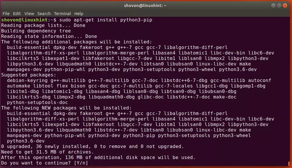 Ubuntu 17.10-da PIP guruň 13419_3