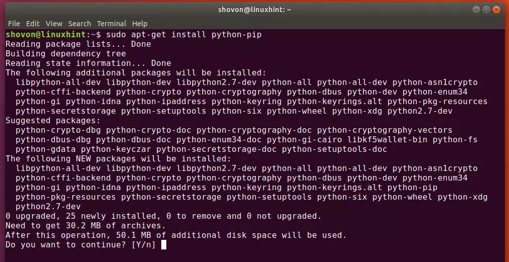 Инсталирајте PIP на Ubuntu 17.10 13419_9