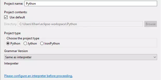 Python Eclipse અને PyDev ઇન્સ્ટોલેશન 13456_23