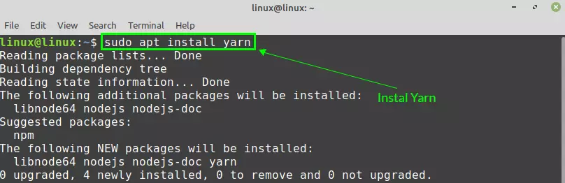 Cómo instalar Yarn en Linux Mint 20 1383_6