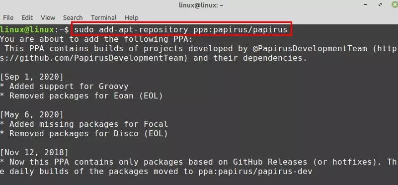 Com instal·lar el tema d'icona Papirus a Linux Mint 20 1384_1