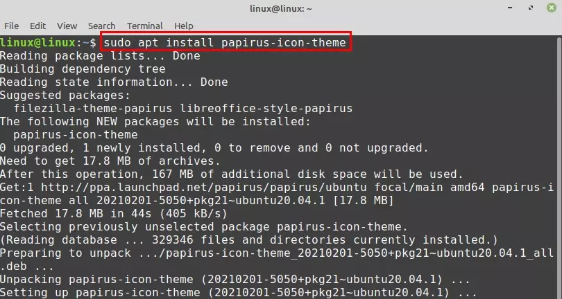 Cómo instalar el tema de iconos de Papirus en Linux Mint 20 1384_4