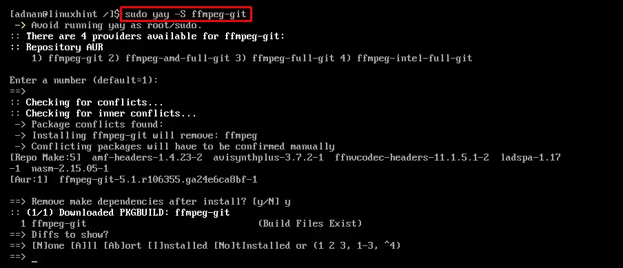 Ungayifaka kanjani i-FFmpeg ku-Arch Linux 1424_6